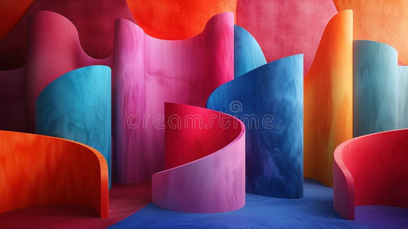 Colorful Curved Shapes Creating Dynamic Forms 3d Rendering Image, Ai ...