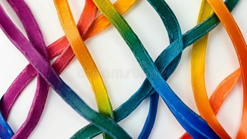 Colorful Curved Stripes in Rainbow Patterns on a White Background Stock ...