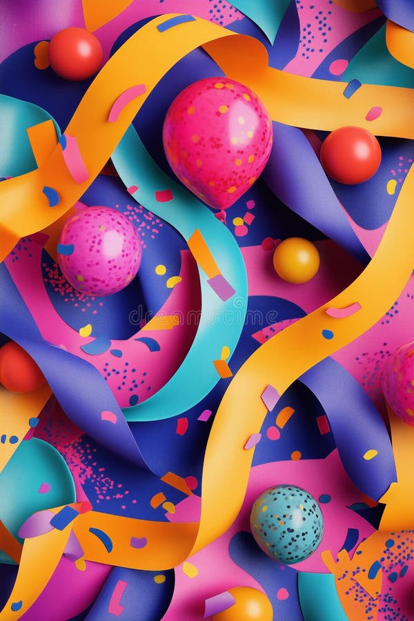 Colorful Curves and Geometric Shapes. Fun and Colorful Geometric Pattern. by Generative Ai Stock ...