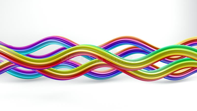 Colorful Curvy Lines Abstract 3D Render Stock Illustration ...