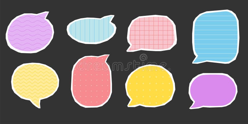 Colorful Cut Out Speech Bubbles with Pattern. Modern Stickers for ...