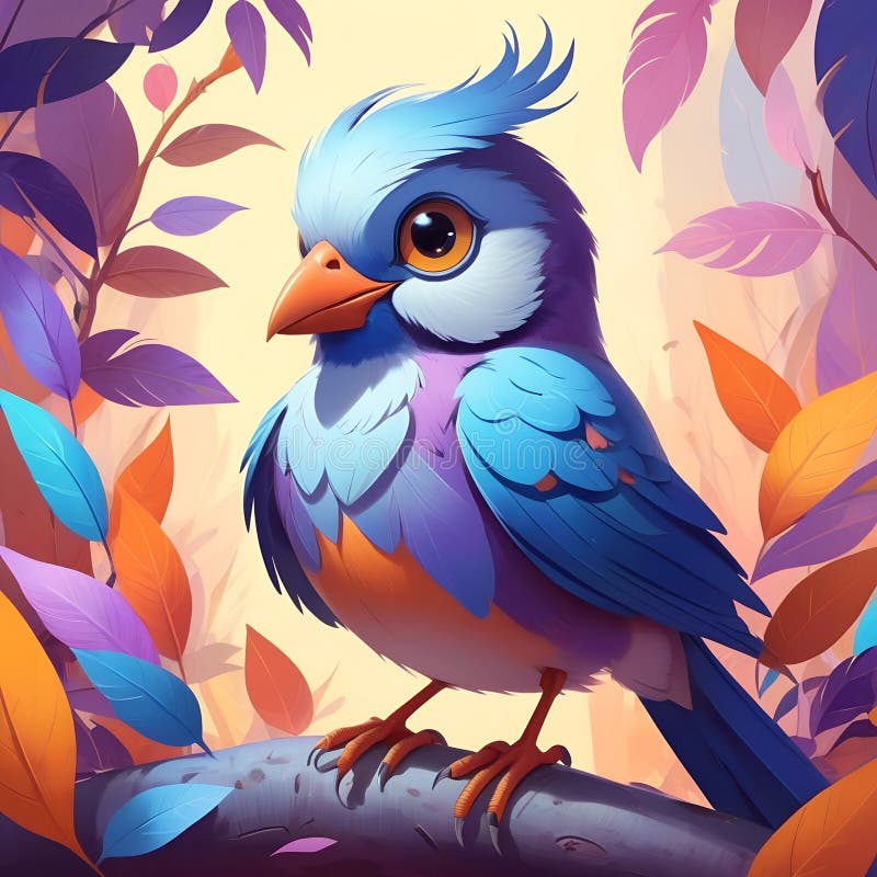 Colorful Cute Bird, Cartoon Illustration - Generated with Artificial ...