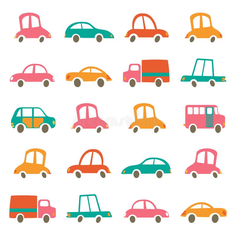 Colorful Cute Cars Collection Stock Vector - Illustration of cute ...