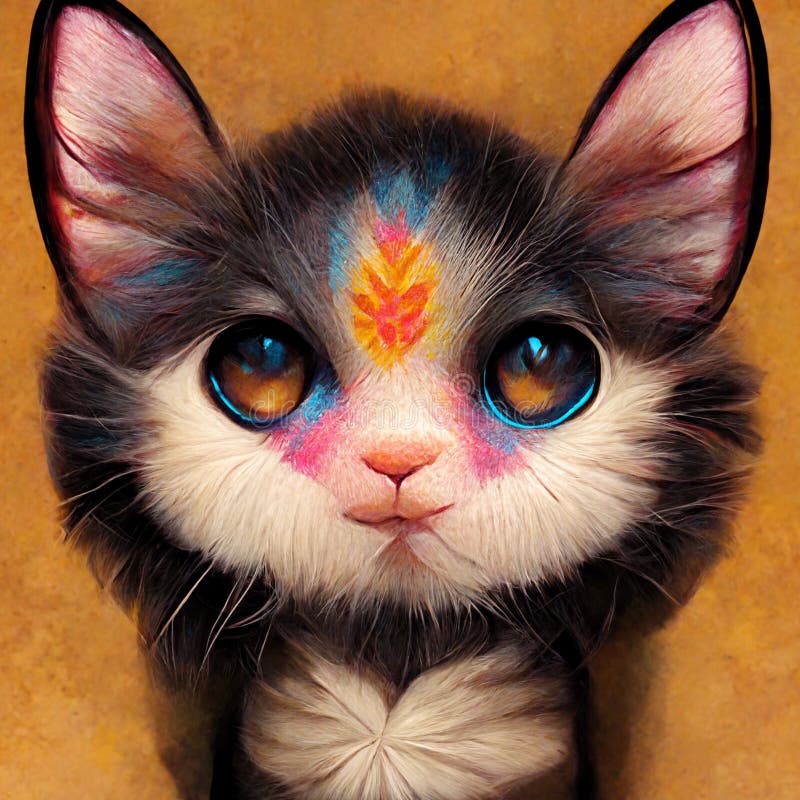 Colorful Cute Cat stock illustration. Illustration of husbandry - 254491805