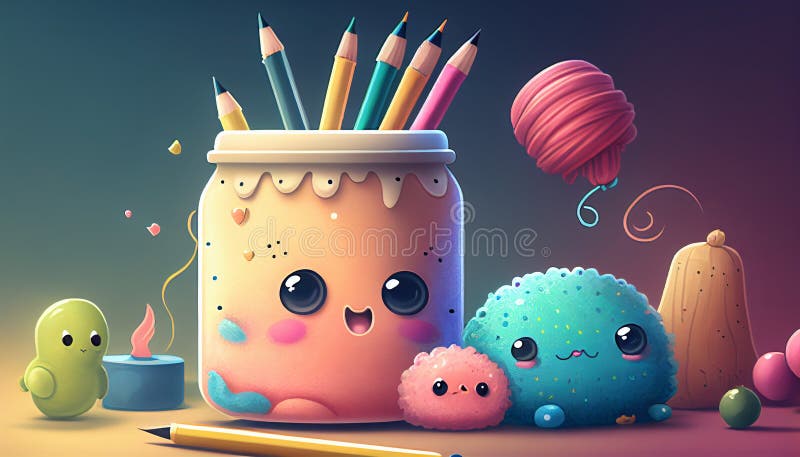 Colorful Cute Doodle 3d Rendering Generated with Ai Tools Stock ...
