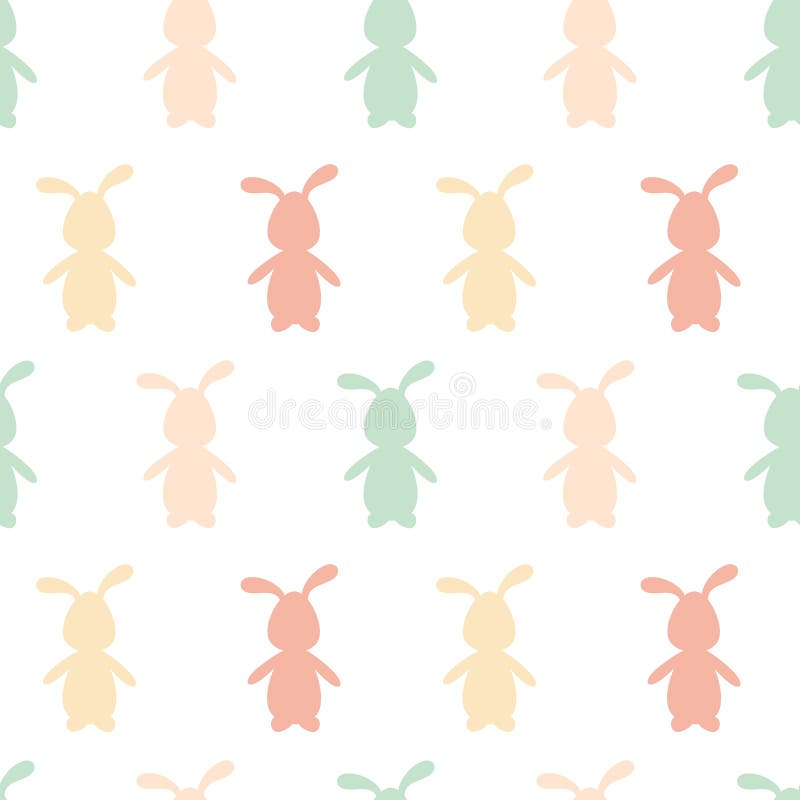 Colorful Cute Easter Bunny Rabbit Seamless Pattern Background ...