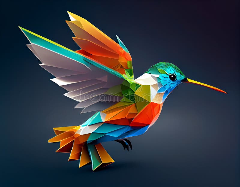 Colorful Cute Flying 3d Humming Bird, AI-generated Image Stock ...