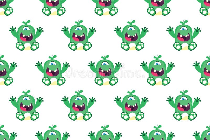 Colorful Cute Monster Seamless Pattern Background Template Stock Vector ...
