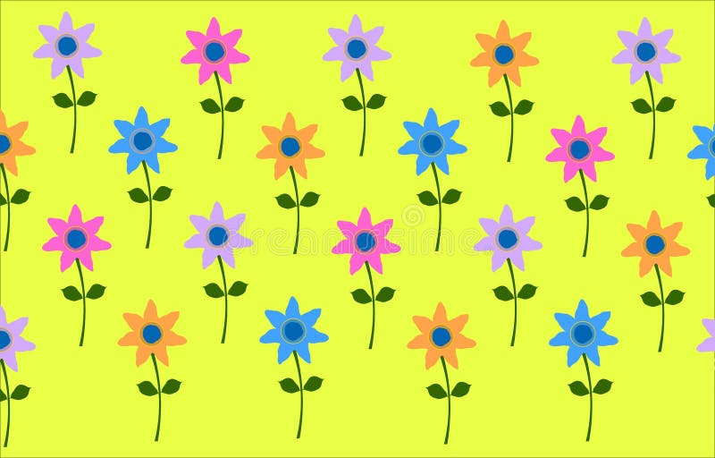 Colorful Cute Simple Flowers Pattern Stock Vector - Illustration of ...