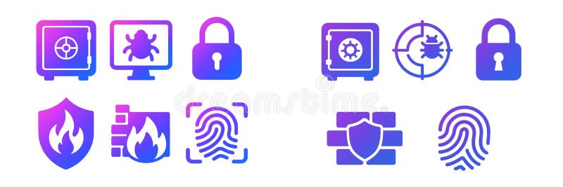 Colorful Cybersecurity Icons Representing Protection and Prevention ...