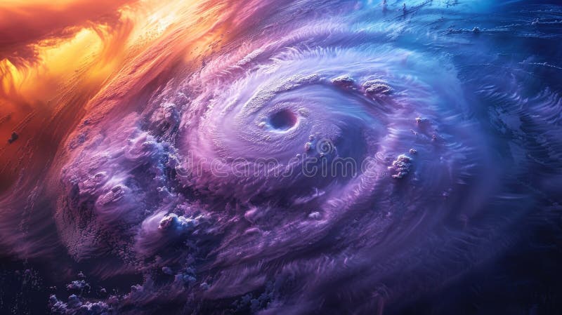 Colorful Cyclone Storm Over Ocean with Dramatic Sky, Nature Power ...