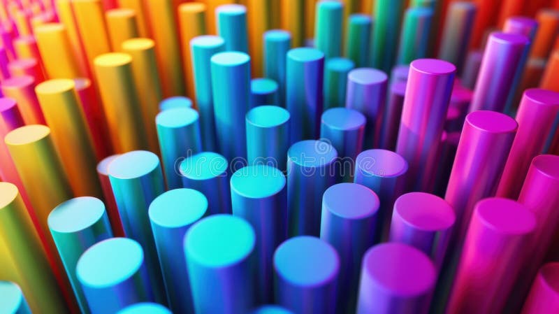 Colorful Cylinders Creating a Big Data Visualization Stock Illustration ...
