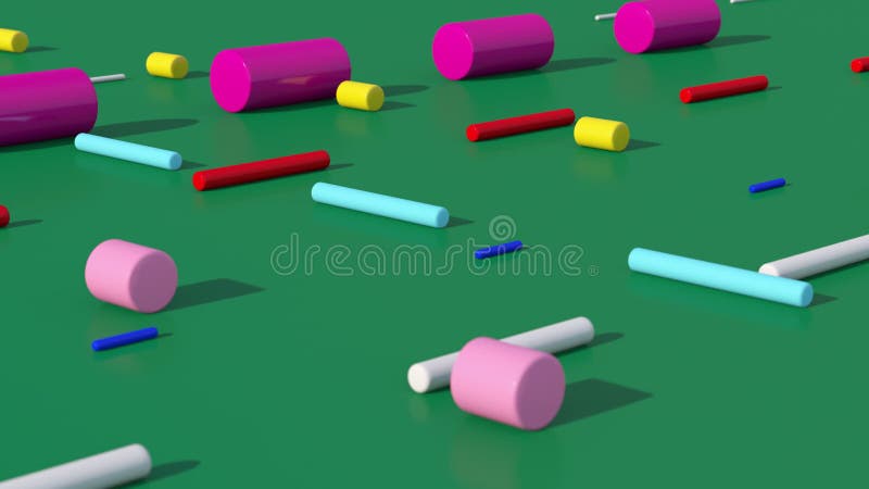 Colorful Cylinders, Green Background. Abstract Animation, 3d Render ...