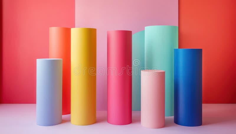 Colorful Cylindrical Display Stands Stock Illustration - Illustration ...