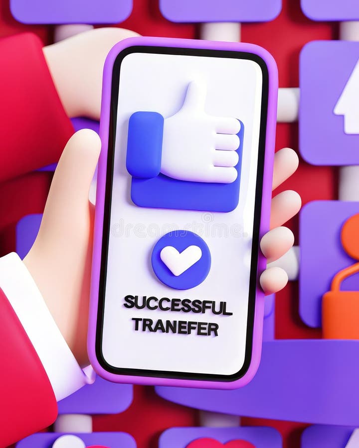 Colorful 3d Animation of Hand Holding Smartphone with Successful ...