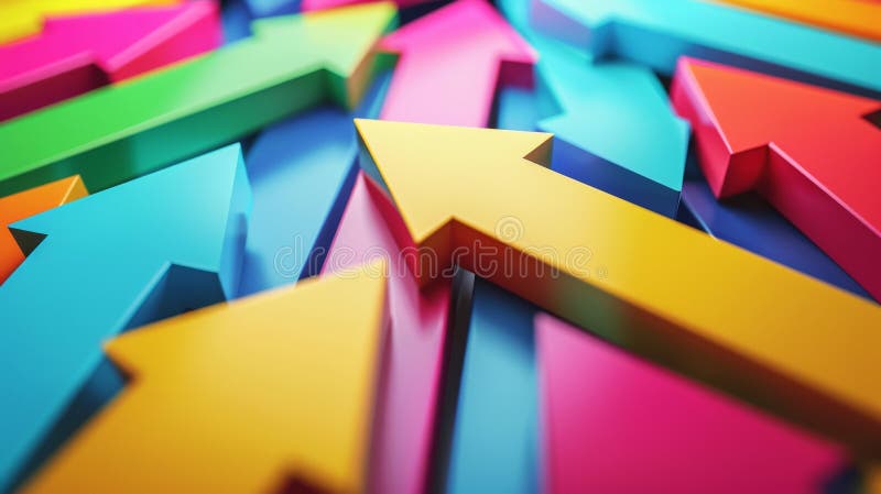 Colorful 3d Arrows Pointing in Multiple Directions Stock Photo - Image ...
