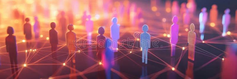 Colorful 3D Avatars Connected by Glowing Lines Create a Vibrant Digital ...