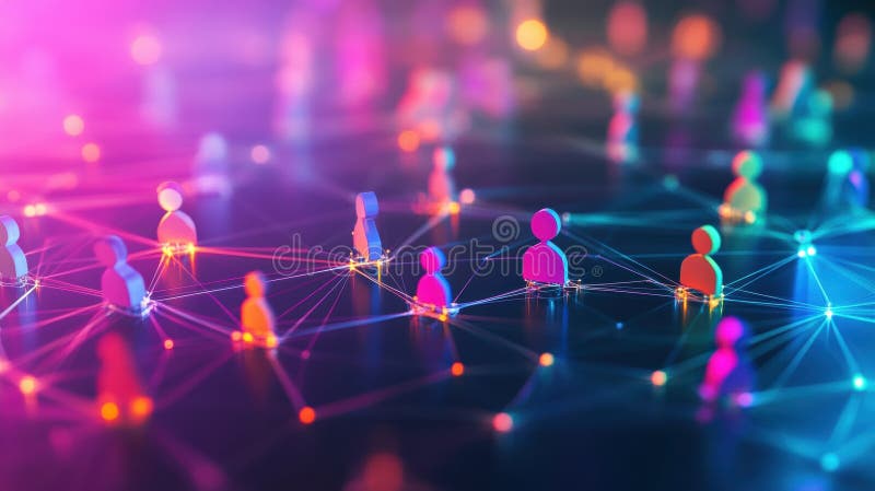 Colorful 3D Avatars Connected by Glowing Lines Showcase Digital Social ...