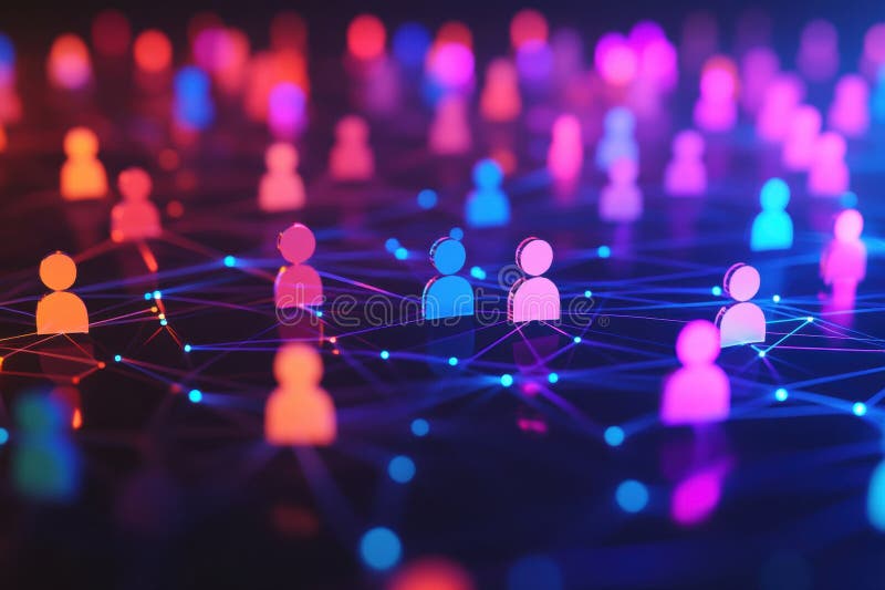 Colorful 3D Avatars Connected through Glowing Network Lines ...