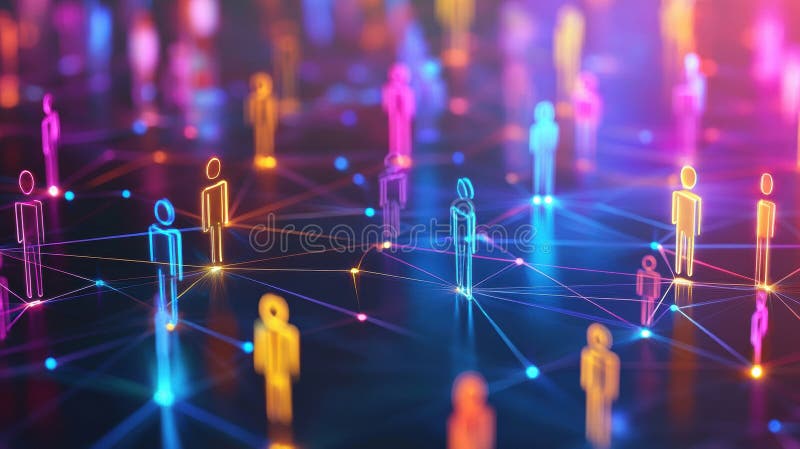 Colorful 3D Avatars Connected by Glowing Network Lines Symbolize ...