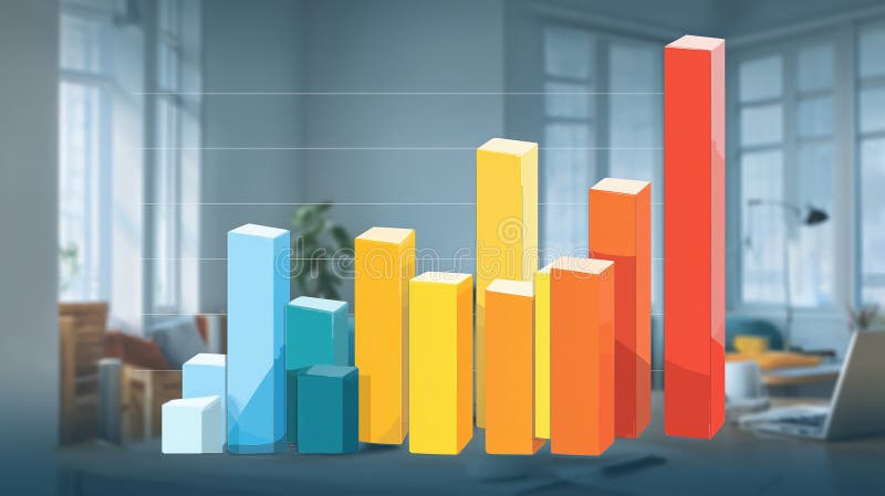 Bar Chart Showing an Upward Trend in a Modern Office Setting Stock ...