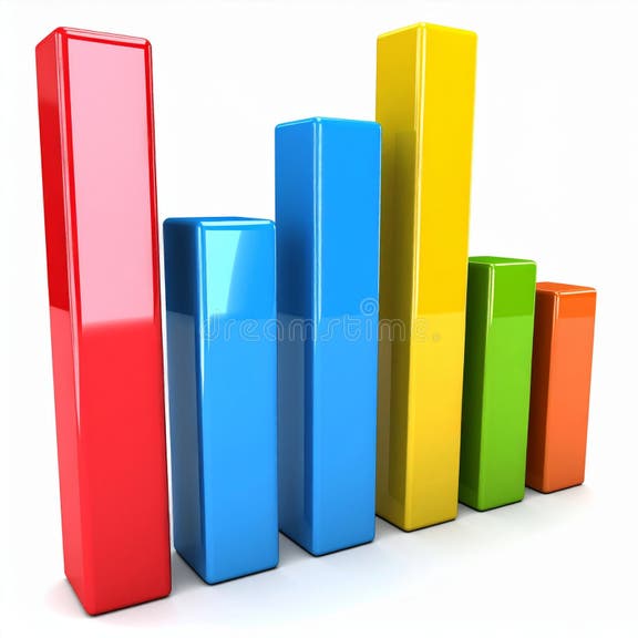Colorful 3D Bar Graph Chart Showing Data Growth Stock Illustration ...