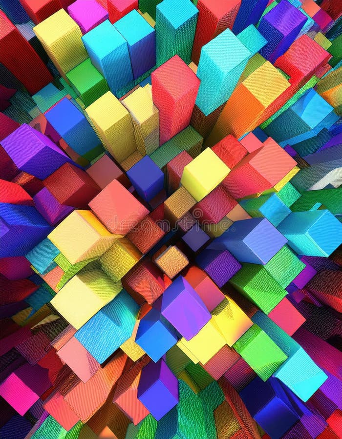 Colorful 3D Blocks Creating a Vibrant Abstract Landscape of Shapes and ...
