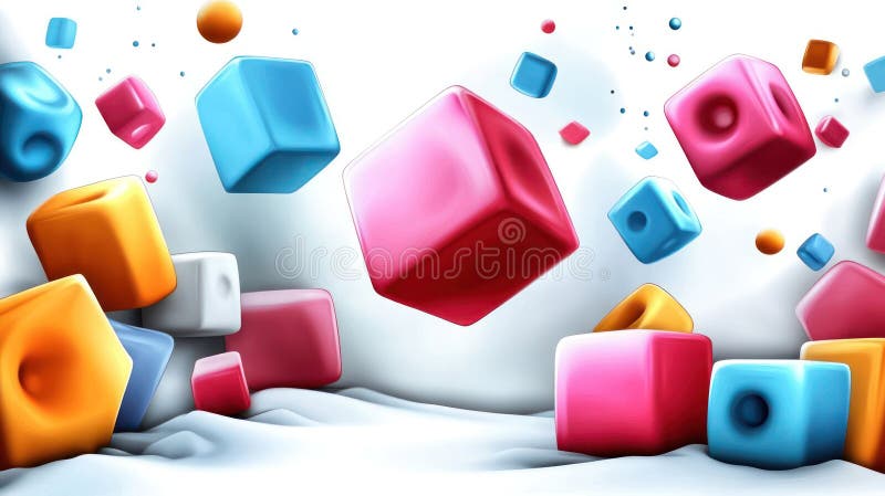 Colorful 3D Blocks Floating in a Soft, Abstract Environment Stock ...