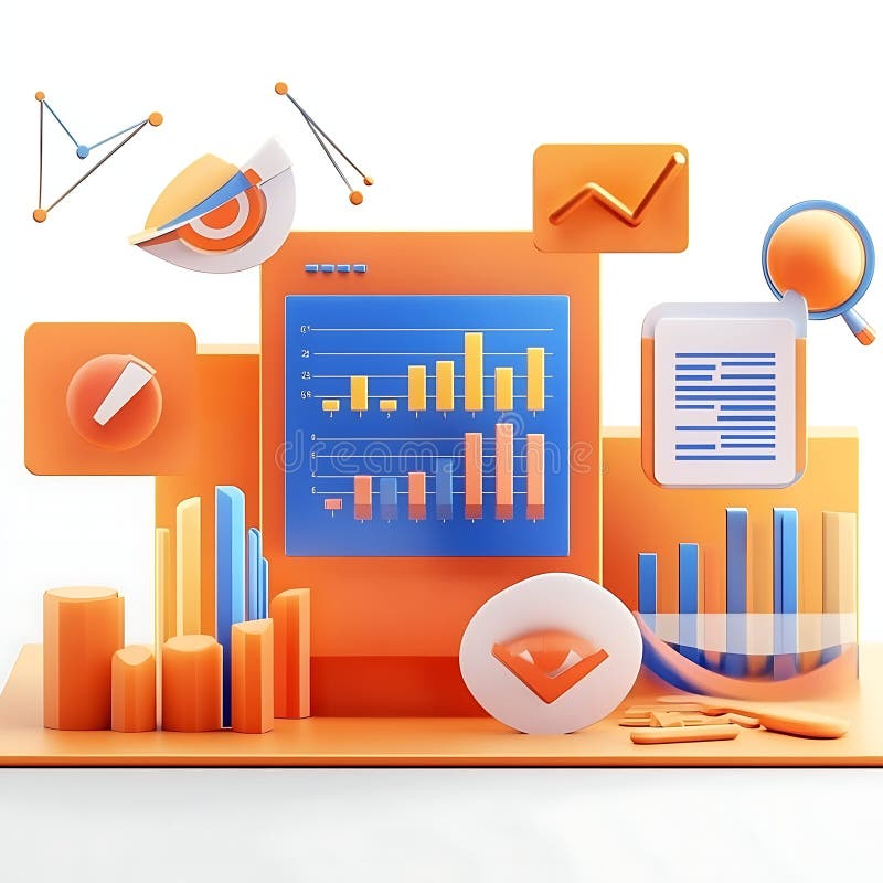 Colorful 3D Business Analytics and Financial Data Visualization Stock ...