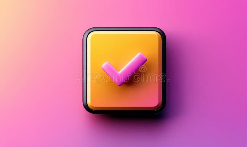 Colorful 3D Check Mark Button on Gradient Background Stock Illustration ...