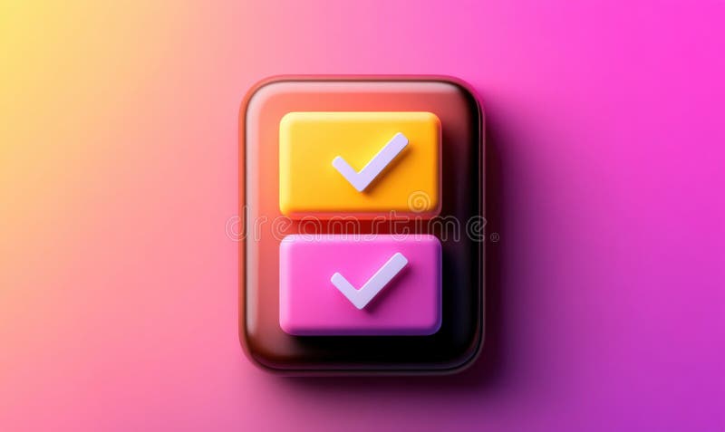 Colorful 3D Check Mark Button on Gradient Background Stock Illustration ...