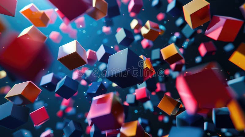 Colorful 3D Cubes Background with Vibrant Scattered Blue Multicolored ...