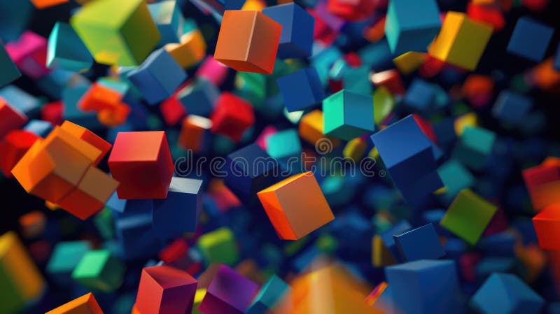 Colorful 3D Cubes Background with Vibrant Scattered Blue Multicolored ...