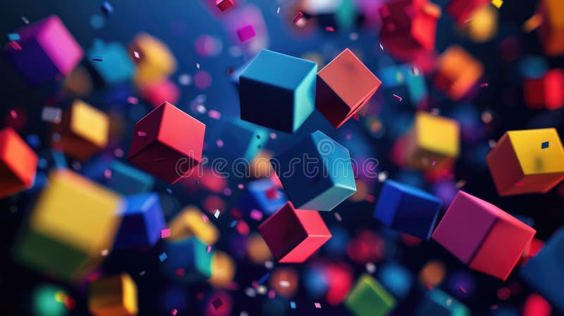 Colorful 3D Cubes Background with Vibrant Scattered Blue Multicolored ...