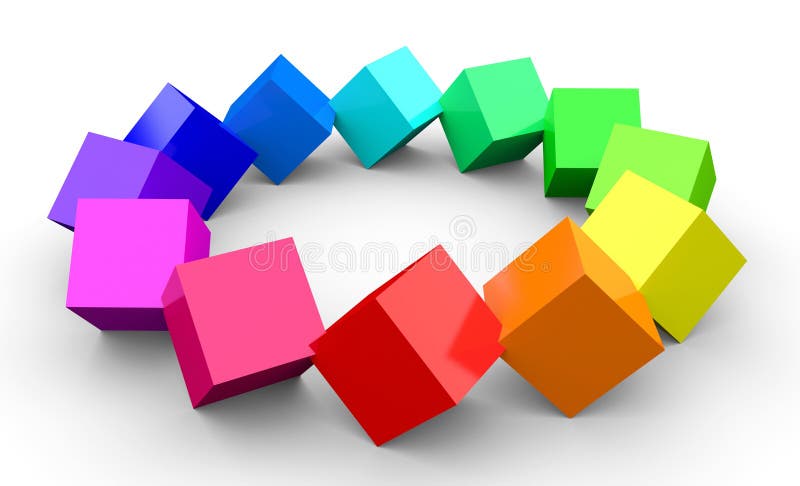 Colorful 3d Cubes In Circle Stock Images - Image: 31041254