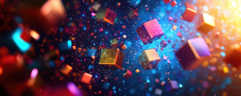 Dynamic Colorful Light Effects Sparkling Cubes Motion Stock Photos ...