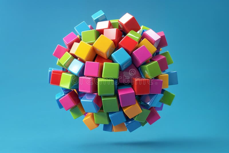 Colorful 3D Cubes Forming a Spherical Shape Stock Photo - Image of ...