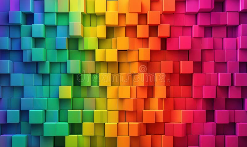 Colorful 3D Cubes Pattern in Rainbow Gradient for Vibrant Backgrounds ...