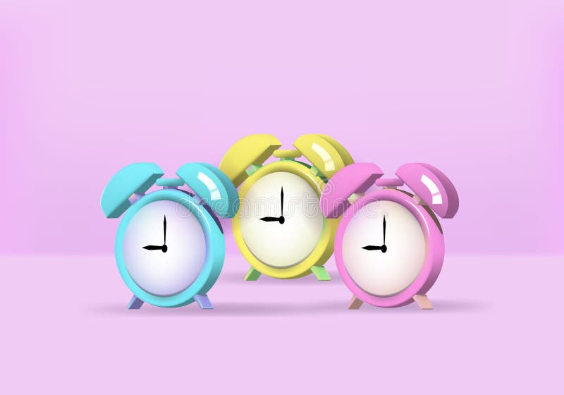 Colorful 3D Cute Alarm Clock. Vector Illustration Stock Vector ...