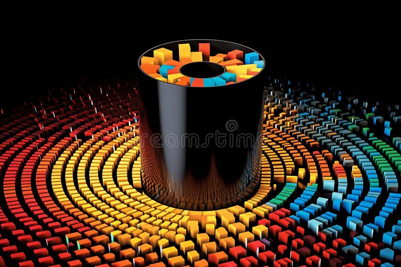 Colorful 3D Cylinder with Surrounding Pattern Stock Illustration ...