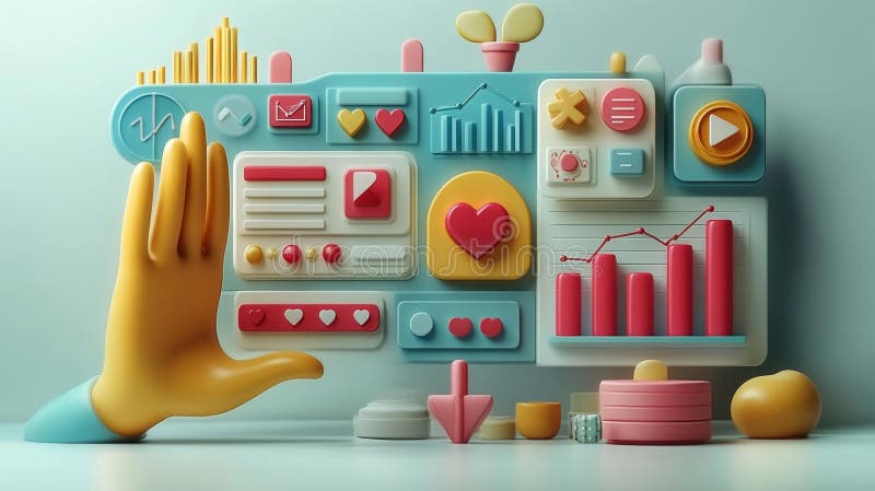 Colorful 3D Dashboard Interface Stock Illustration - Illustration of ...