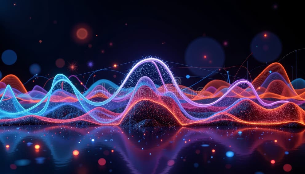 Colorful 3d Data Visualization With Dynamic Waveforms Futuristic