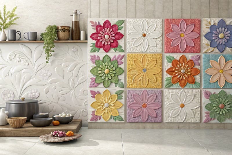 Colorful 3D Digital Wall Tiles for Bathroom and Kitchen Stock ...