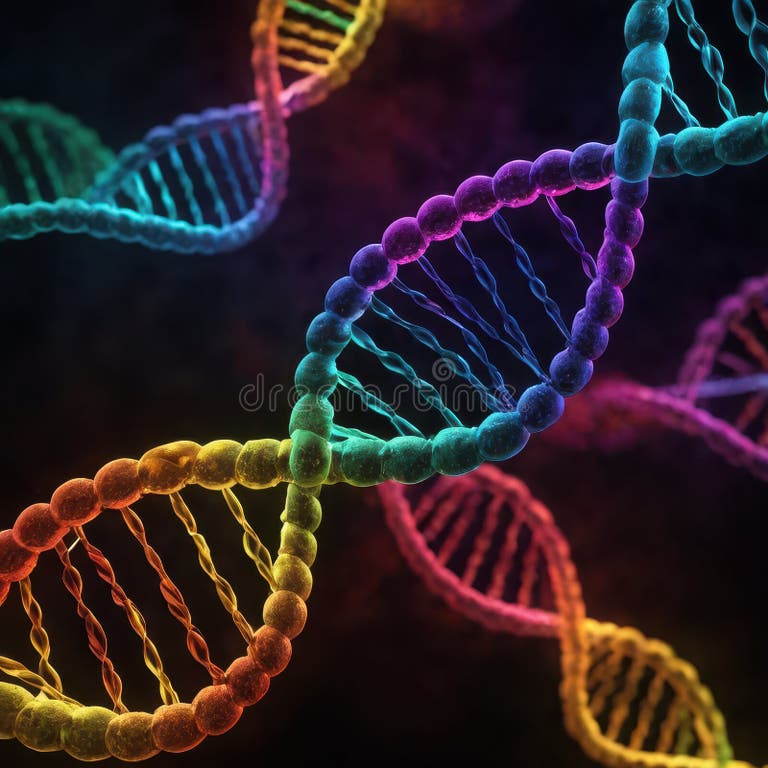 Colorful 3D DNA Double Helix Structure Illustration Stock Photo - Image ...