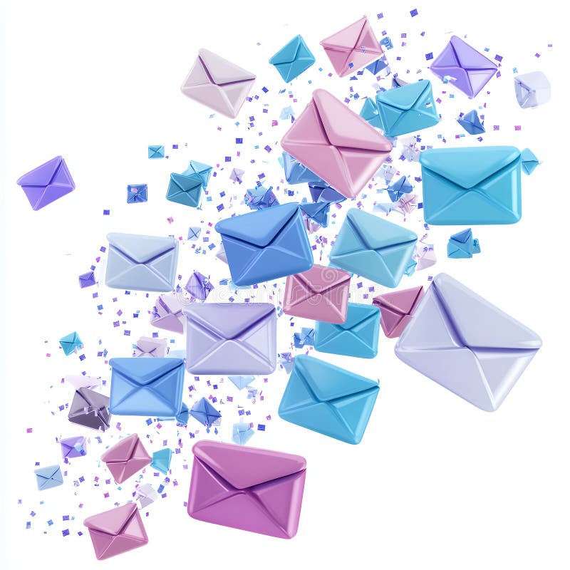 Colorful 3D Envelopes Flying Digital Communication Mail Concept Stock ...