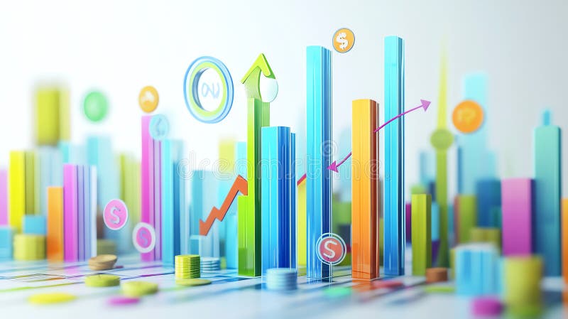 Colorful 3D Financial Growth Chart Illustration Stock Illustration ...