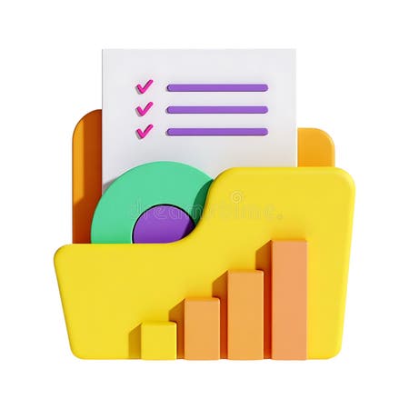 Colorful 3D Folder Icon Showing Progress Checklist Data on Stock ...