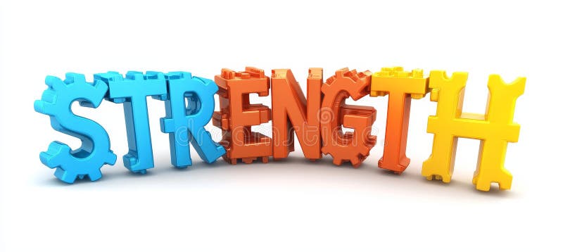 Colorful 3D Gears Interlocked, Forming the Powerful Word STRENGTH on ...