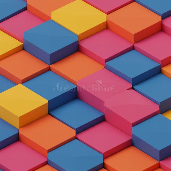 Colorful 3D Geometric Pattern Featuring Stacked Cubes and Rectangular ...