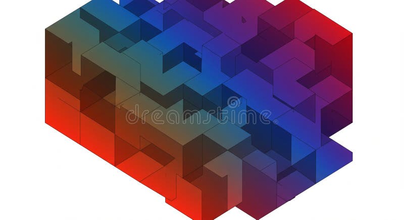Colorful 3D Geometric Structure with Interconnected Cubes, Creating an ...